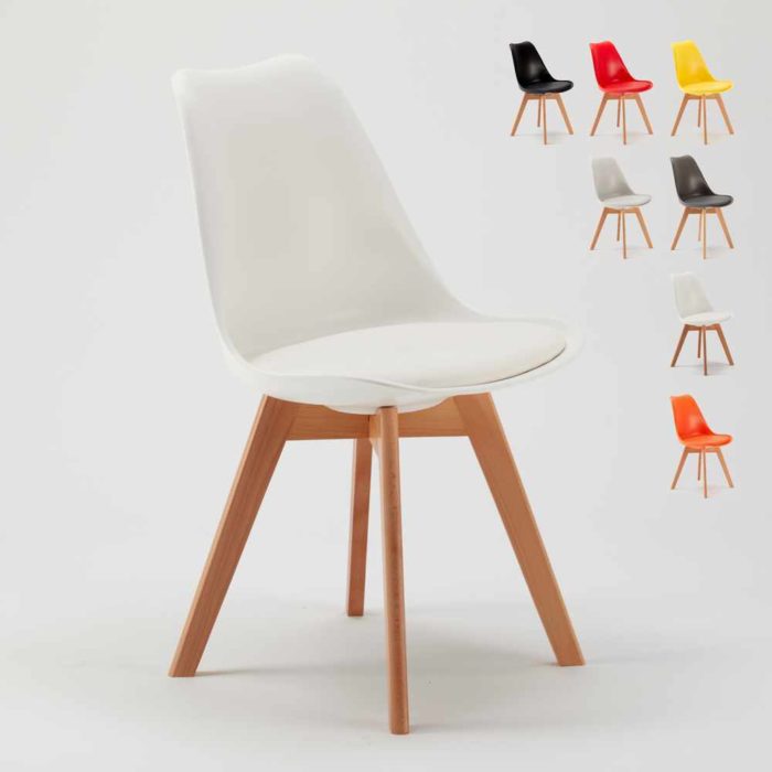 Modern style chair made in multiple colors with eco-leather seat