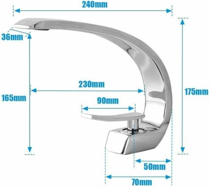 Brass faucet with curved shape for washbasin in 3 colors RB128